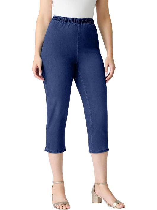 ROAMAN'S Roaman's Comfort Stretch Capri Jeans with Side Slits